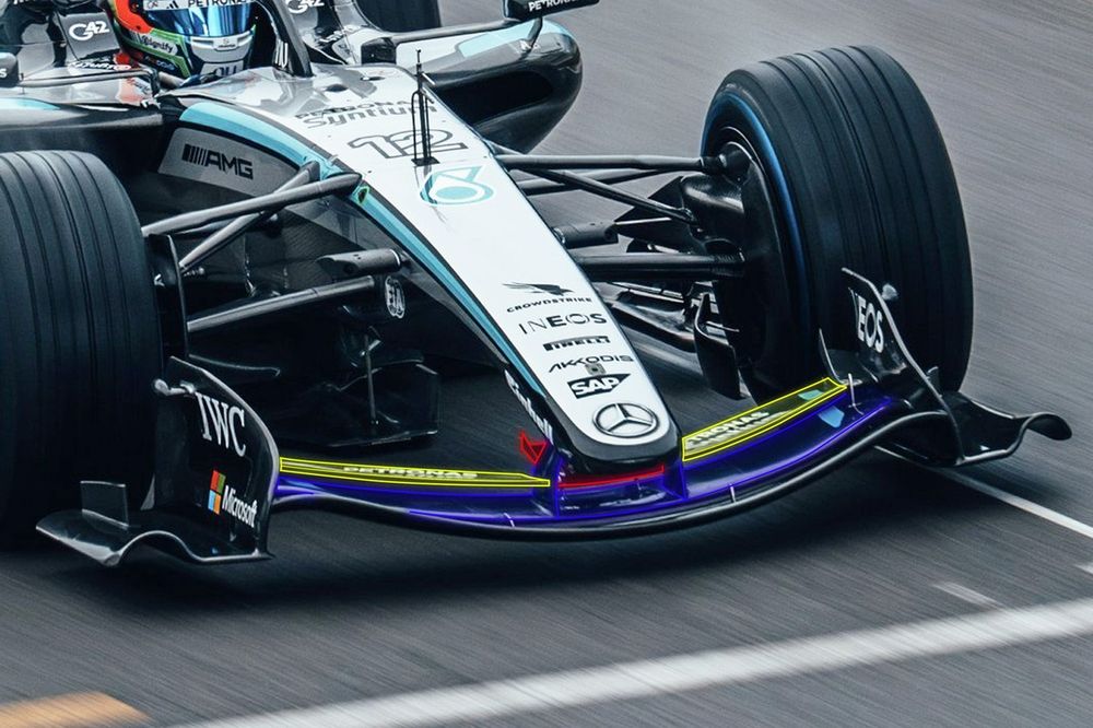 Mercedes unique 2026 F1 front wing design revealed in Barcelona test