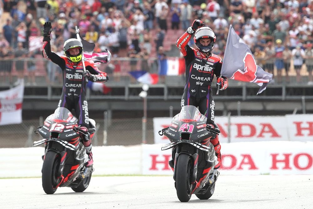 MotoGP Catalan GP: Espargaro leads historic Aprilia 1-2 after Bagnaia crash MotoGP Catalan GP: Espargaro leads historic Aprilia 1-2 after Bagnaia crash
