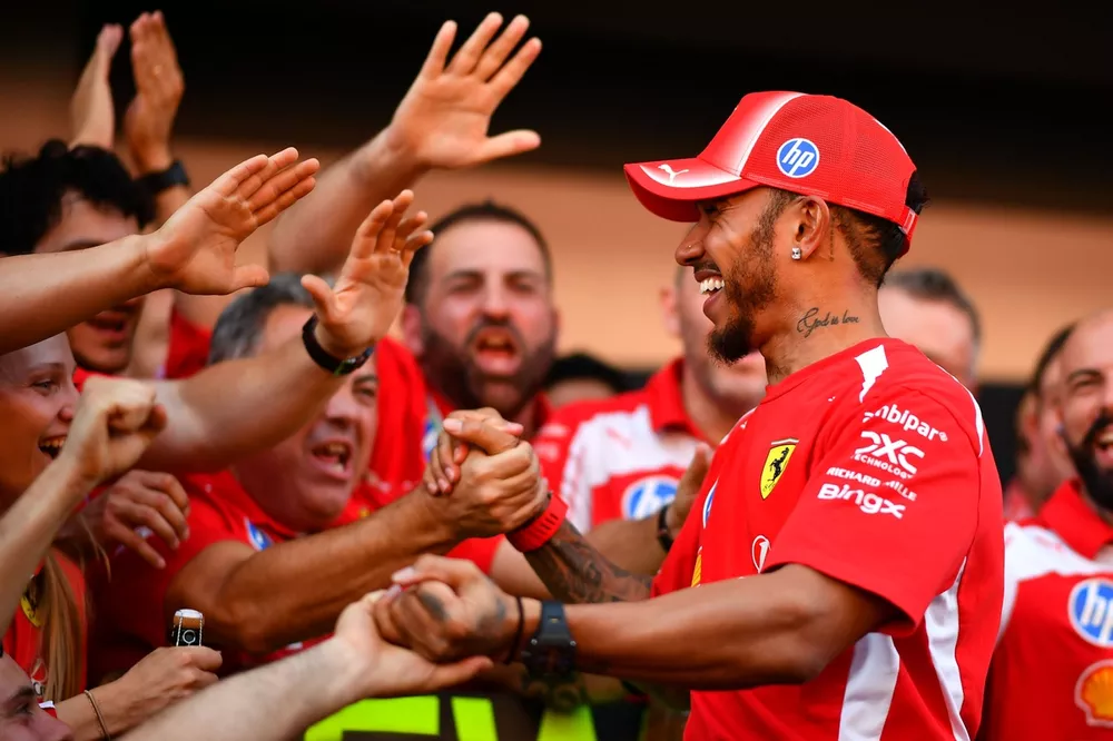 Lewis Hamilton's first Ferrari win celebrations spill into the streets ...