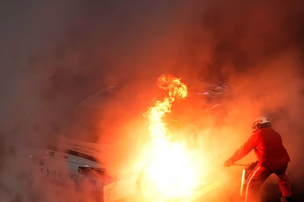 Car bursts into flames during NASCAR Bristol race after engine failure